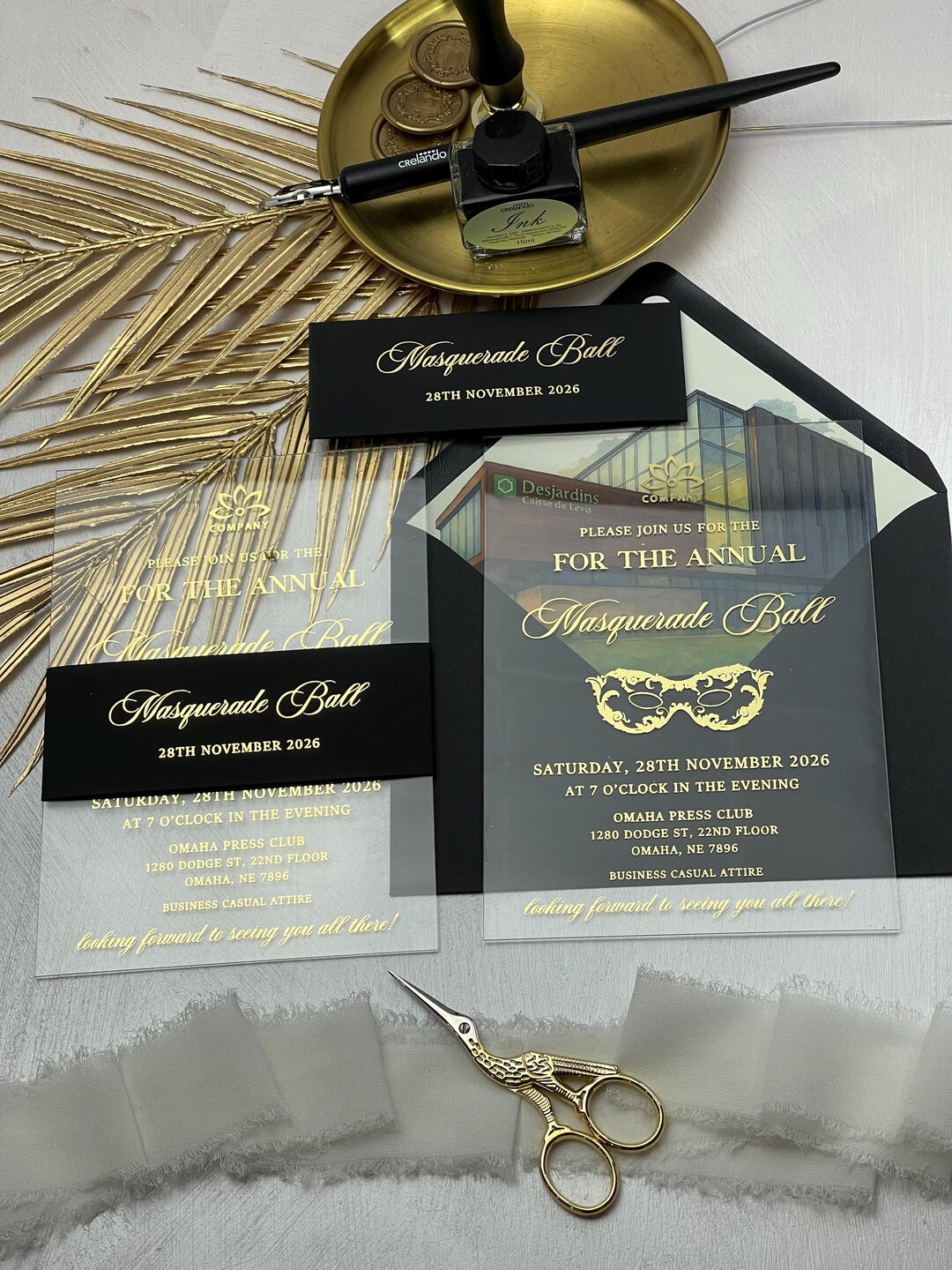 Foil Acrylic Corporate Event Invitation: Elegant Gala, Modern ...