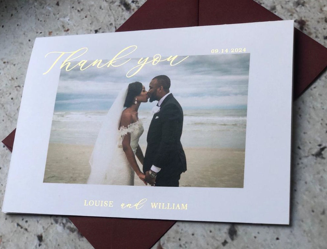 Custom Wedding Thank You Cards Pack, Wedding Photo Thank You Cards ...