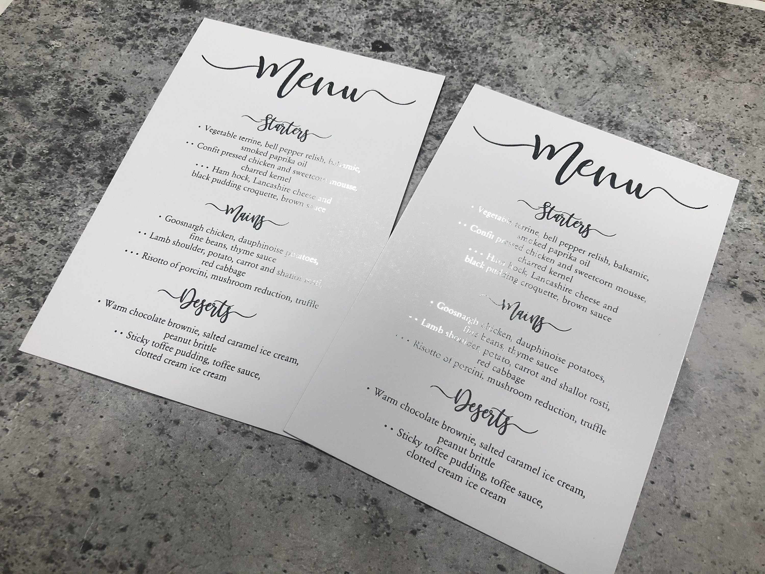 Calligraphy Personalised Menu Cards. - Etsy UK