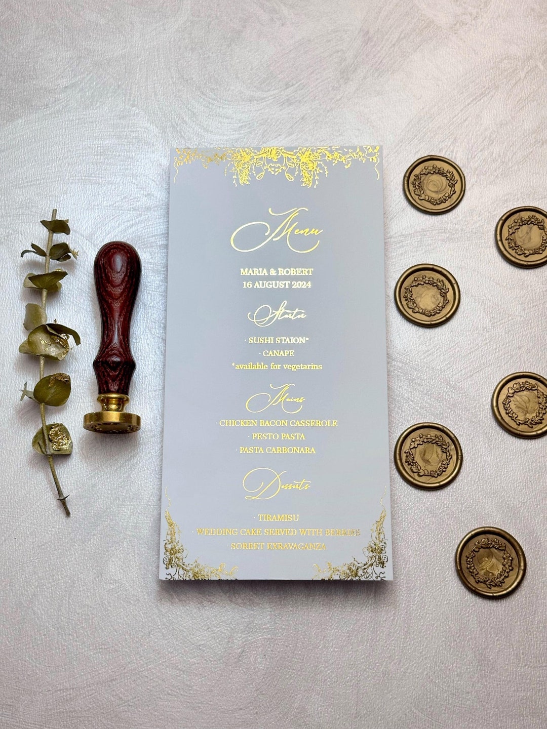 Elegant Menu Cards - Vintage Design With Gold, Silver and Rose Gold ...