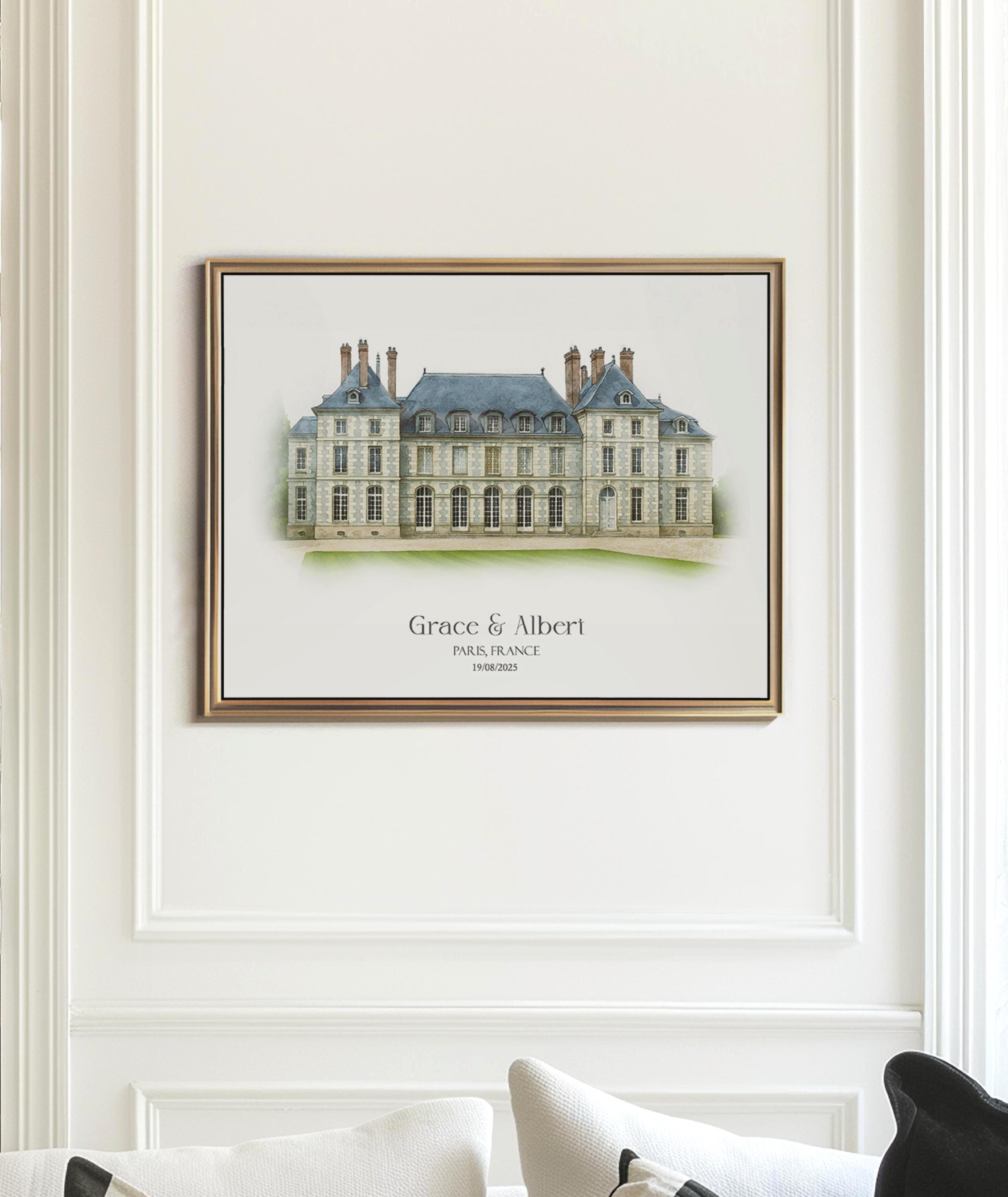Venue Watercolor Portrait - Venue Illustration and Venue Sketch, Venue ...