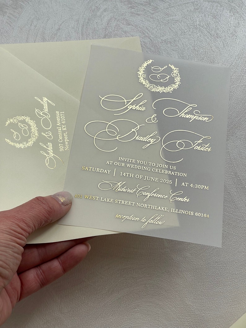 Foiled Vellum Wedding Invitation Kit: Rose Gold, Gold, Silver, 5x7 - Etsy