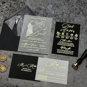 Foiled Vellum Wedding Invitations With RSVP & Details | Elegant ...