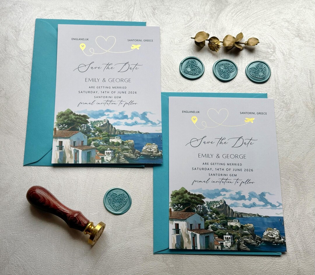Elegant Destination Save the Dates, Greek Save the Date, Save the Dates ...