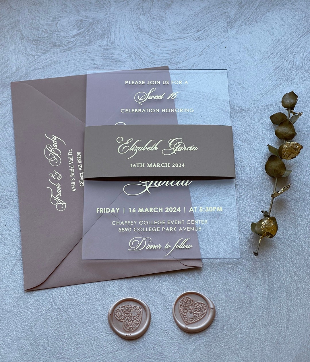 Personalized Sweet 16 Invitation, Acrylic 16th Birthday Invitations ...