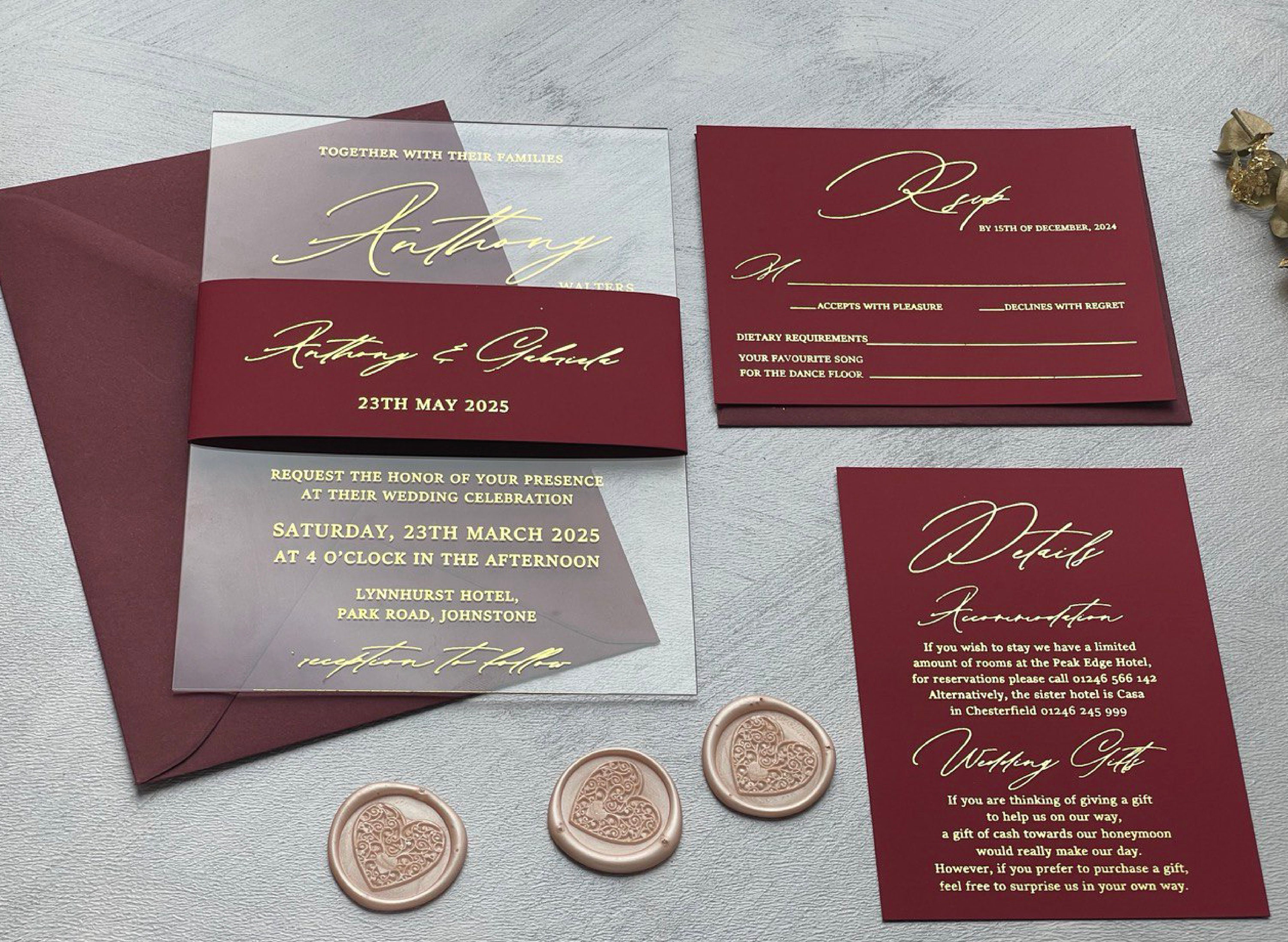 Personalized Wedding Invitation Acrylic Suite | Clear Invite With RSVP ...