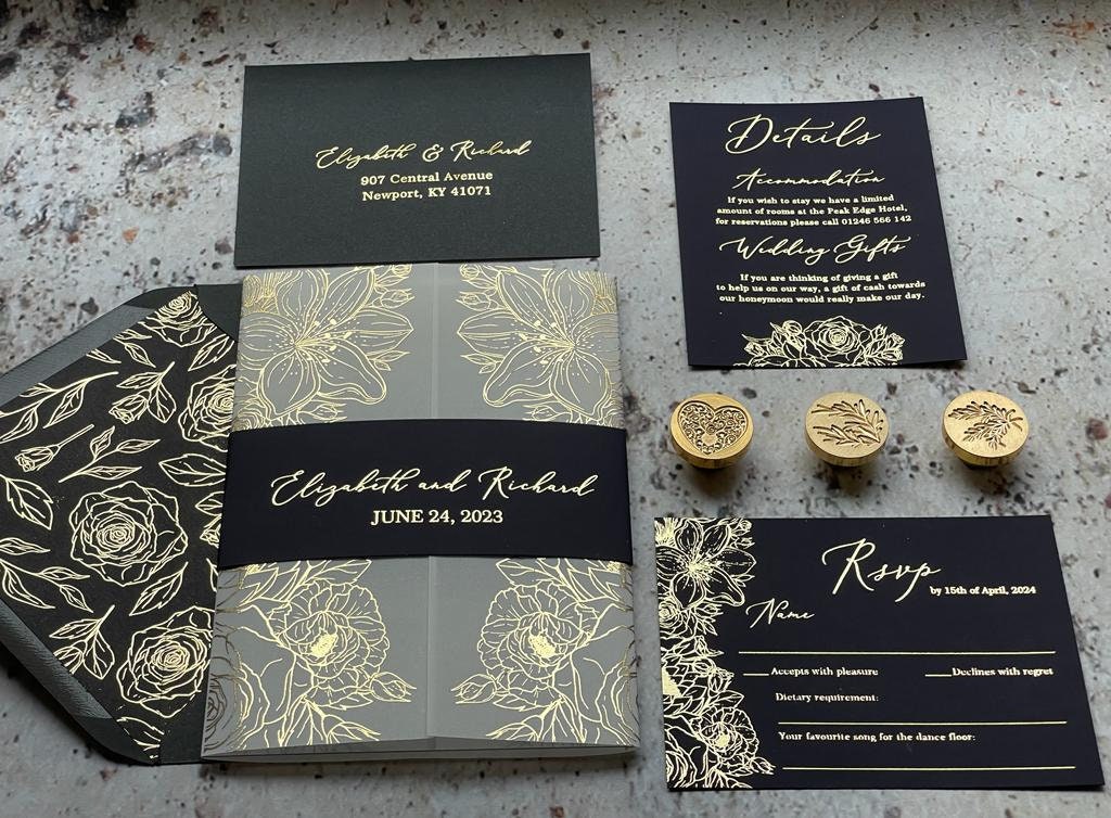SEPHORA Acrylic Wedding Invitation Set , Gold Silver Rose Gold Foil ...