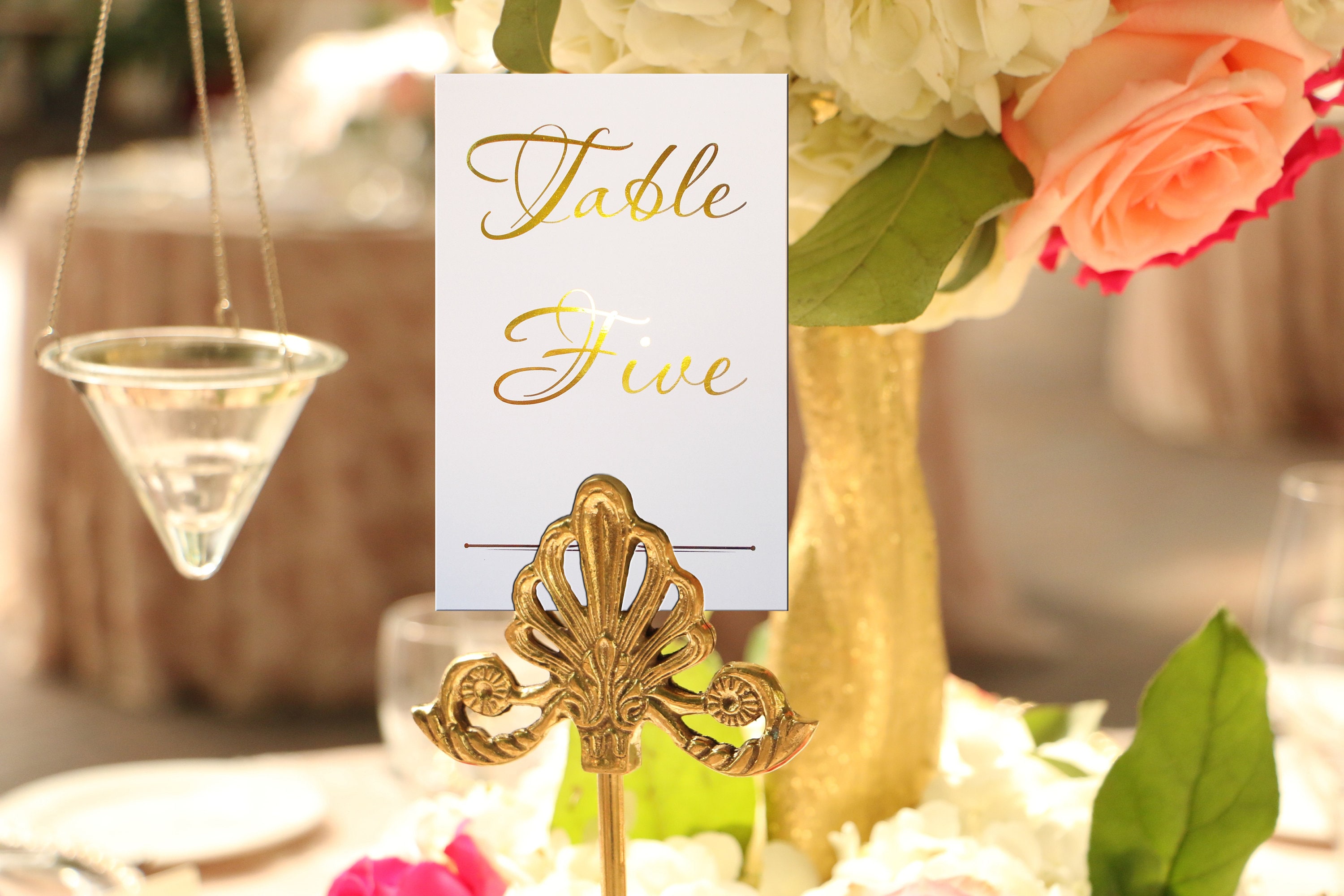 Wedding Table Numbers . Gold Foil. Table Numbers Cards Size A6 ...