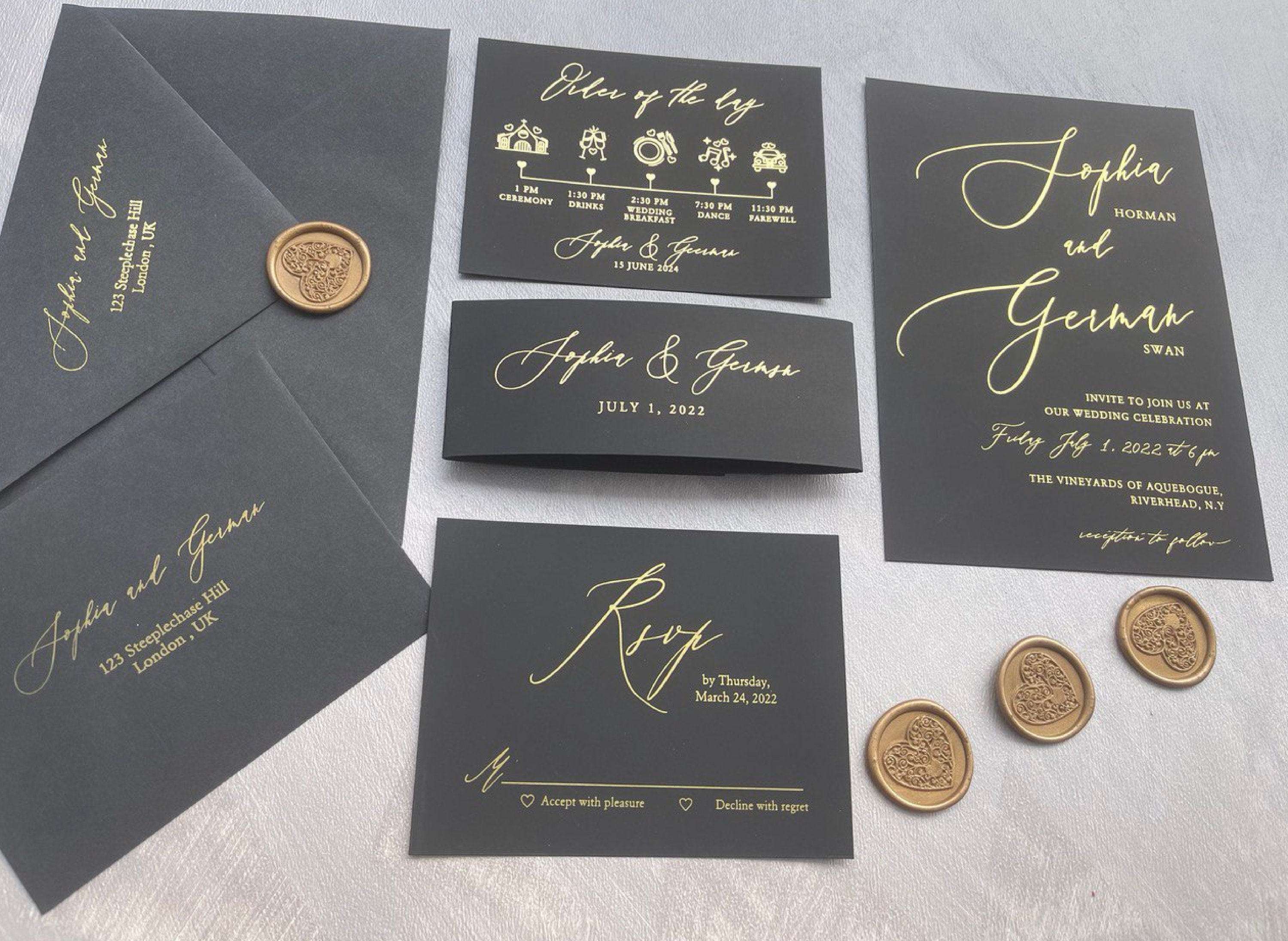 Invitations With Rsvp Cards And Envelopes Personalised Wedding