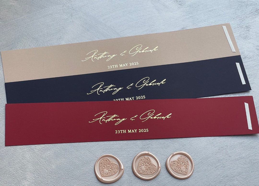 Belly Bands on Paper Card and Vellum Belly Bands, Gold Rosegold Silver ...