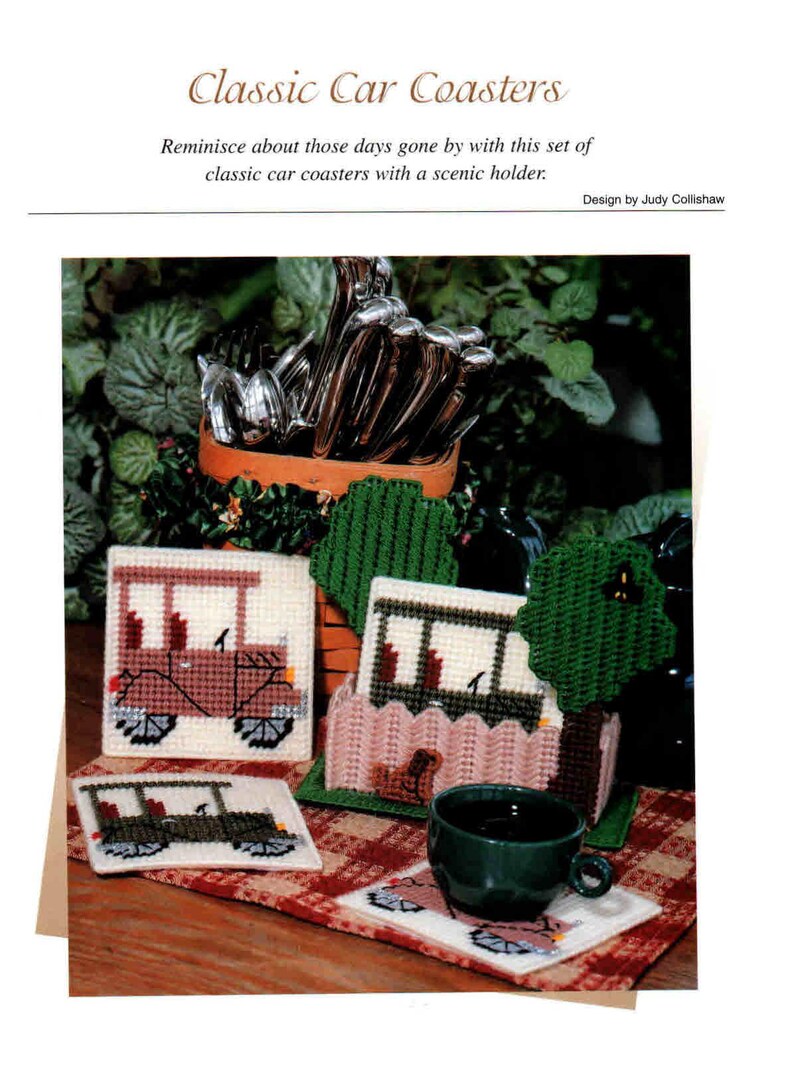Classic Car Plastic Canvas Coasters - Etsy