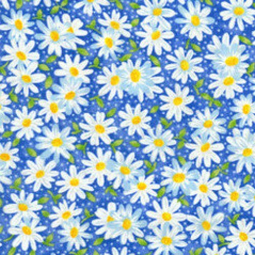 Packed Daises on Blue 100% Cotton Fabric in Fat Quarters and - Etsy