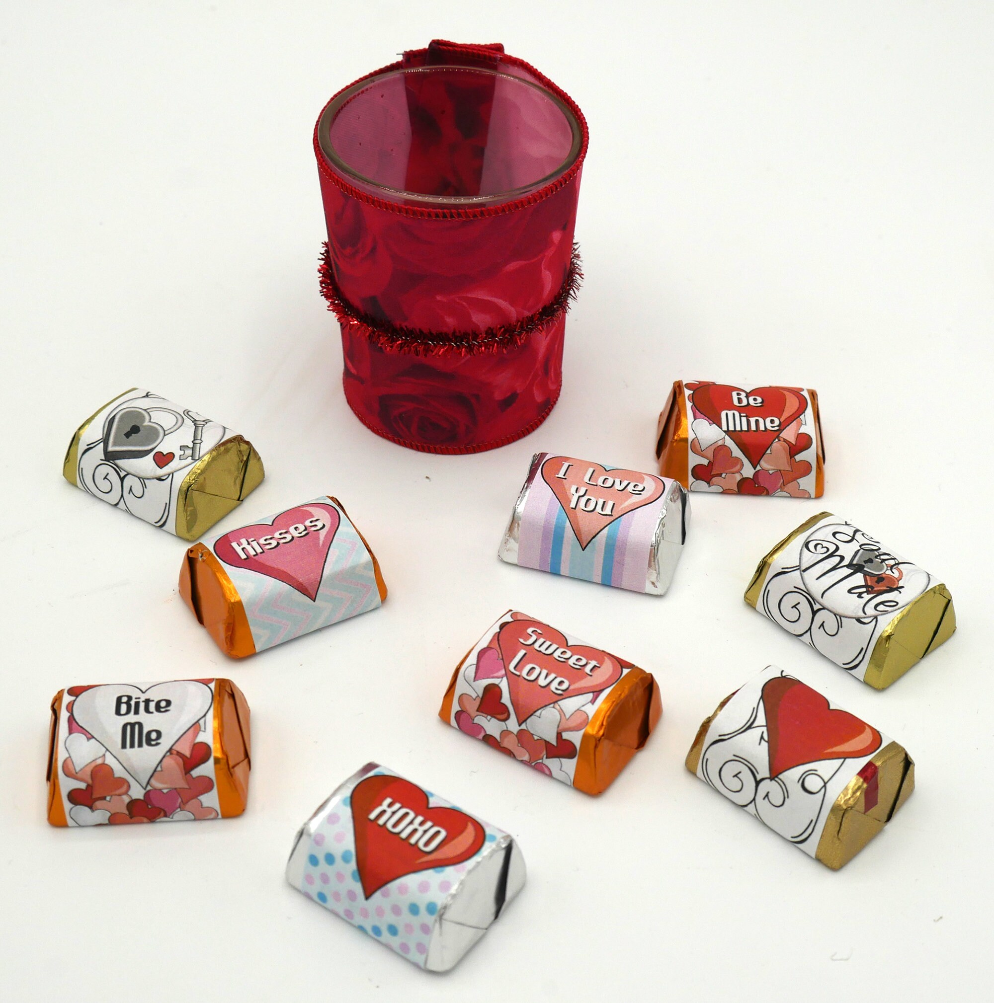 Valentine's Day Hearts candy wrapper sticker table craft | Etsy