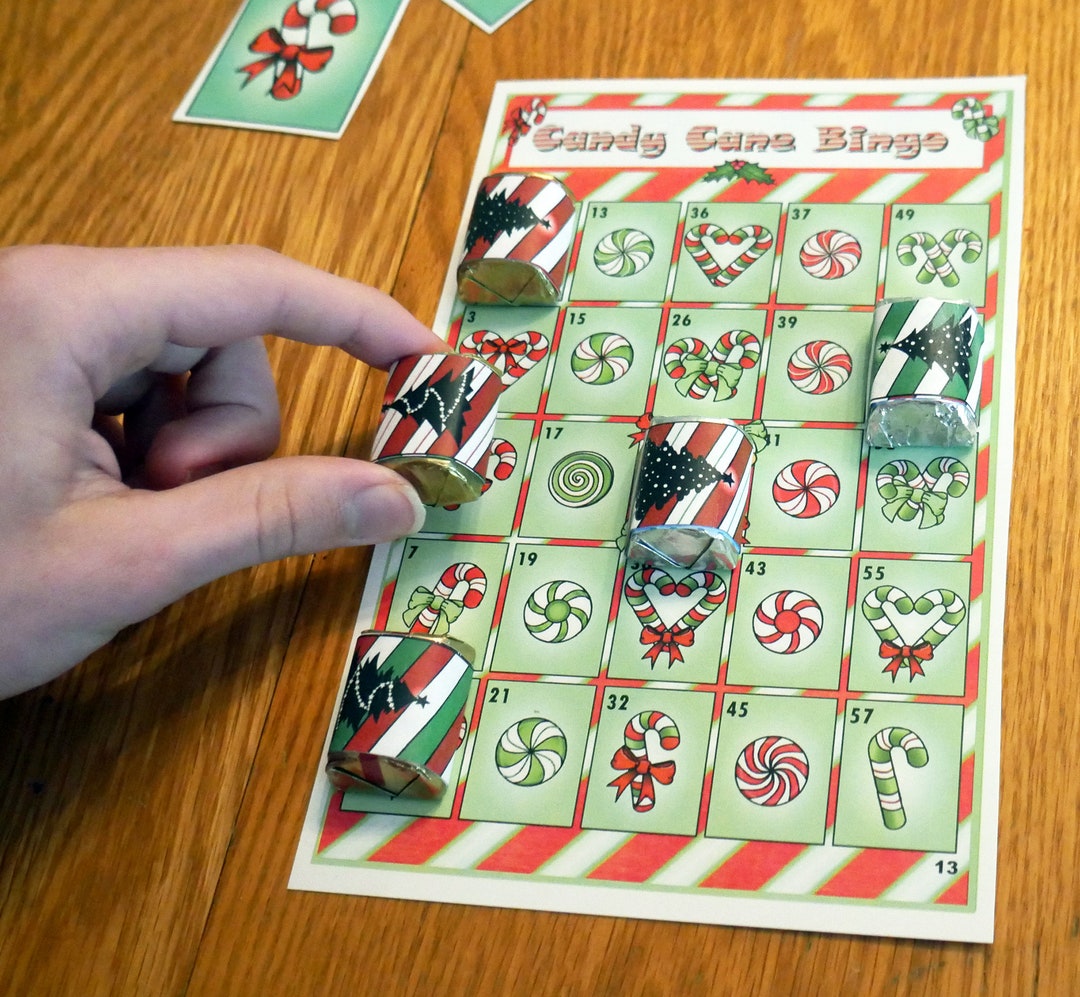 Candy Cane Christmas Bingo Cards - Digital Printable Parties INSTANT ...