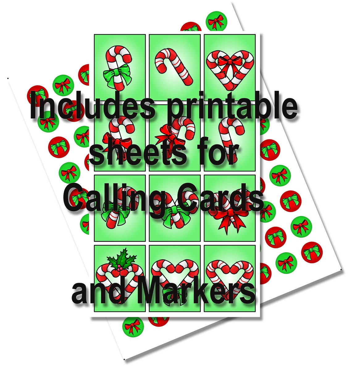 Candy Cane Christmas Bingo Cards - Digital Printable Parties INSTANT ...