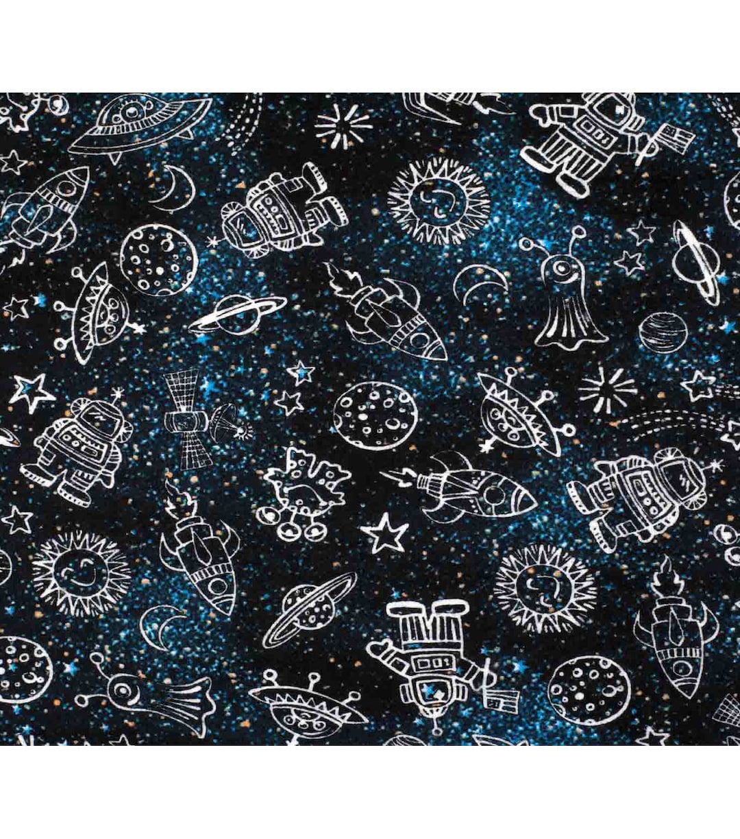 Astro Sketch Flannel Fabric: 100% Cotton Space Print - Etsy