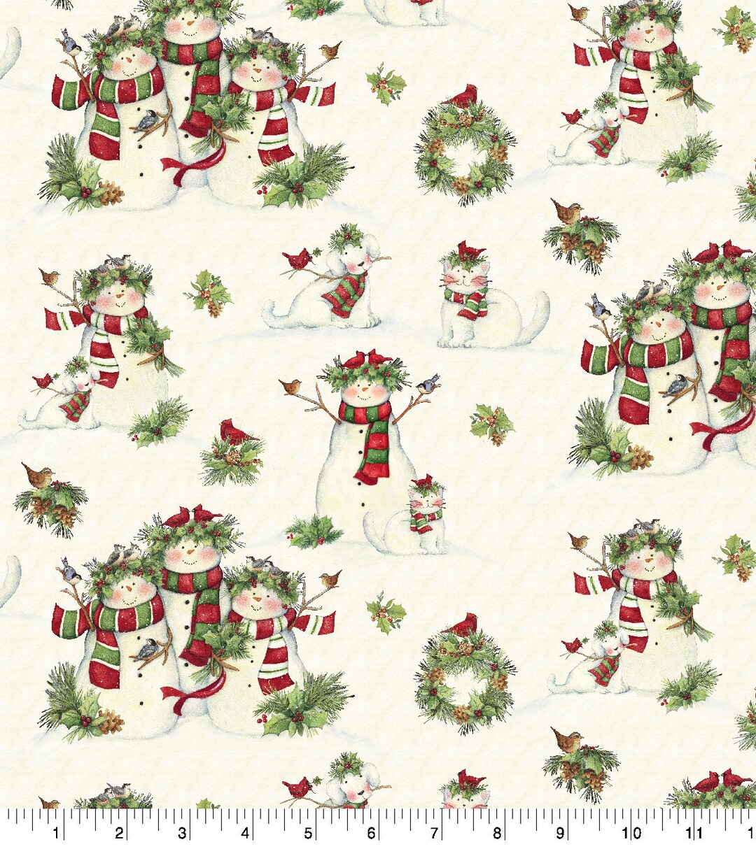 Snowmen and Pets Cotton Fabric: Winter Scene, Quilting, Crafts - Etsy