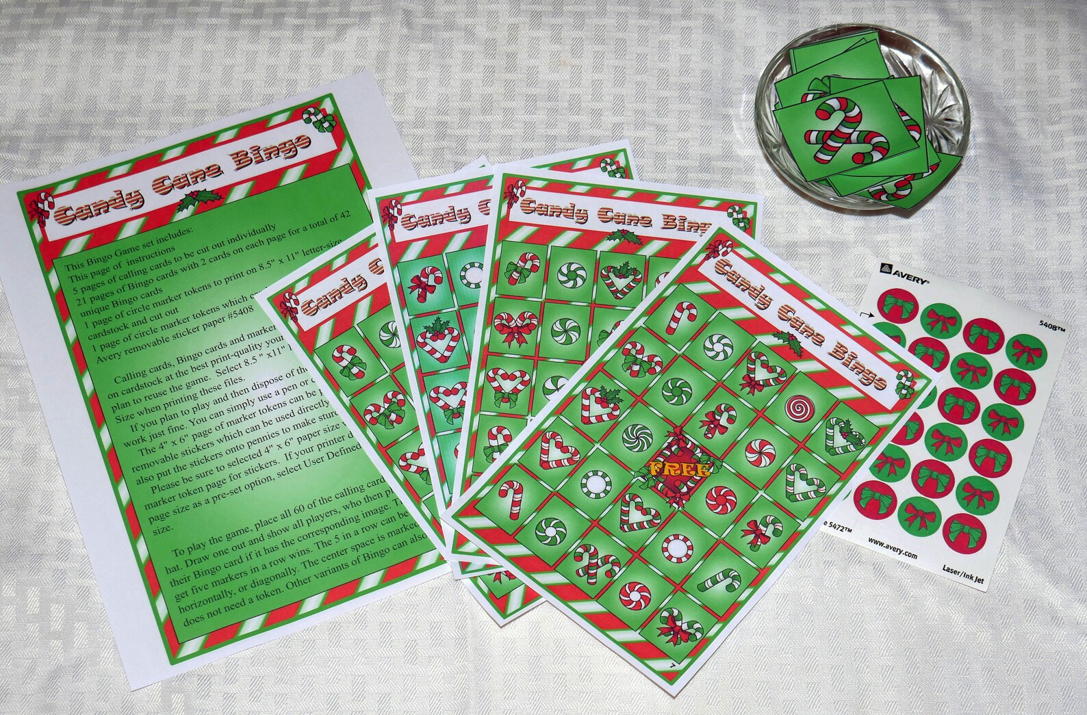 Candy Cane Christmas Bingo Cards - Digital Printable Parties INSTANT ...