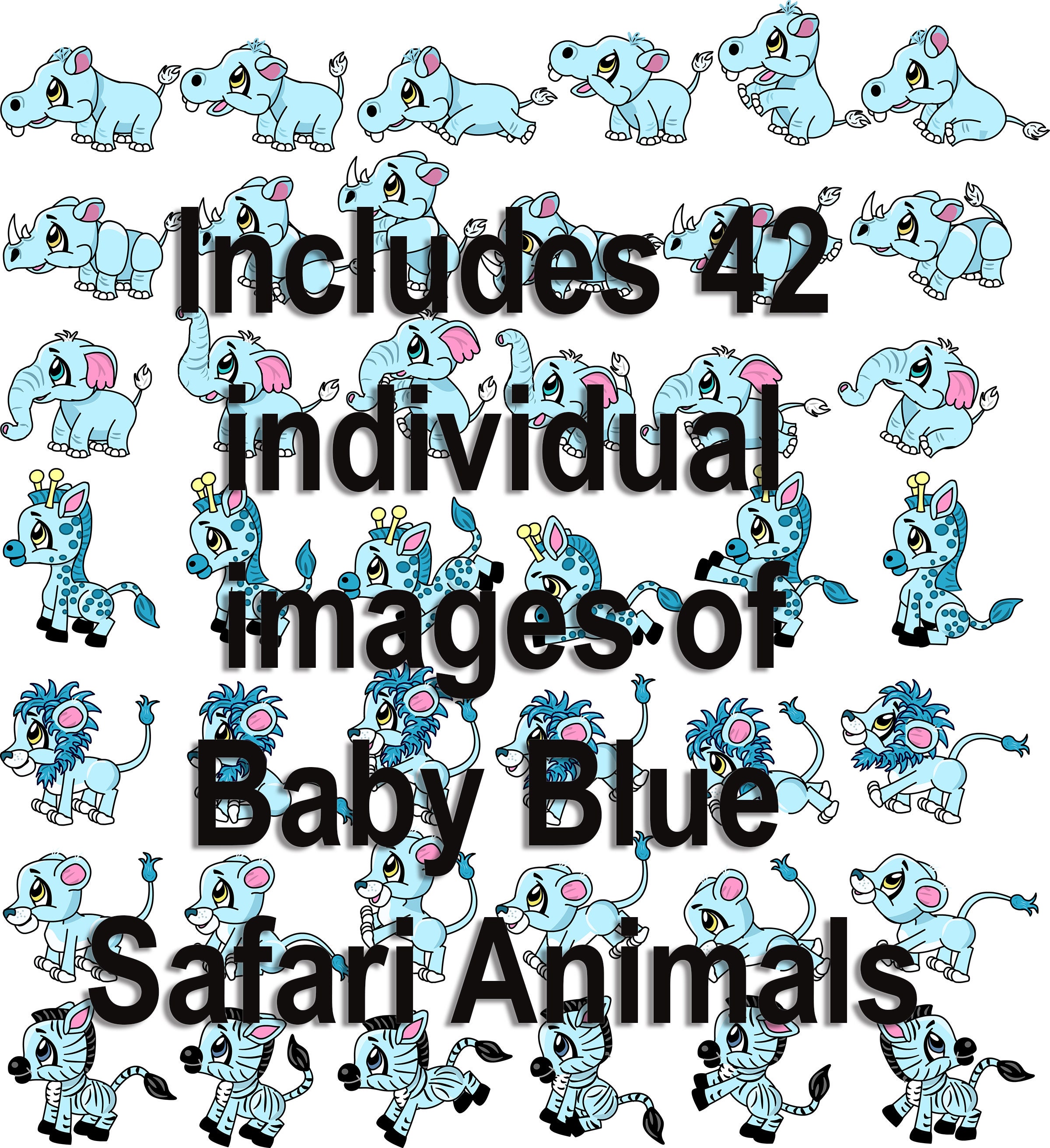 INSTANT DOWNLOAD Baby Boy Safari Animal Set Digital Wall Art | Etsy