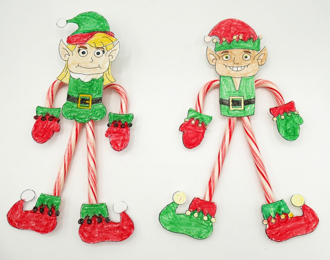 Printable Candy Cane Elf Kids Craft DIY, INSTANT DOWNLOAD Make Your Own ...