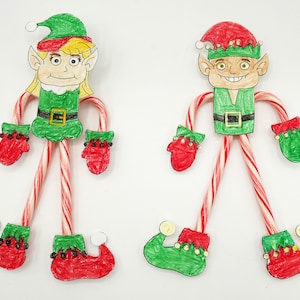 Printable Candy Cane Elf Kids Craft DIY, INSTANT DOWNLOAD Make Your Own ...