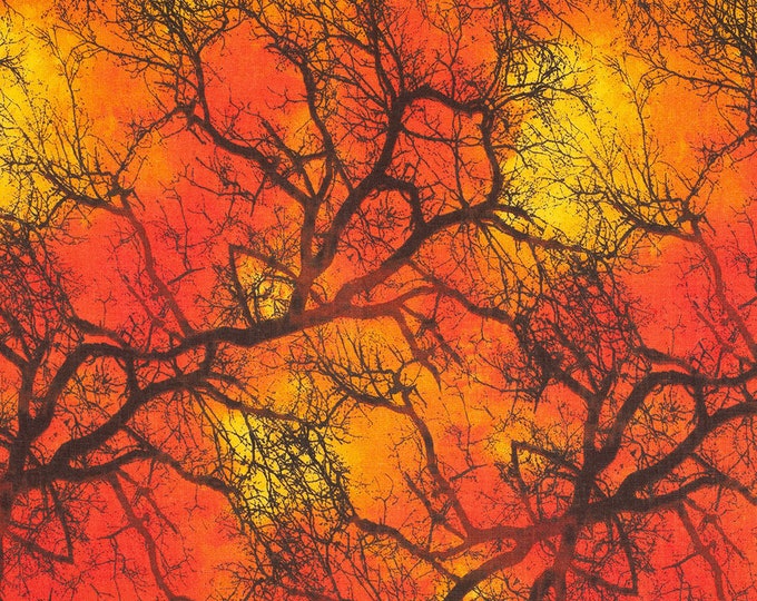Midnight Forrest on Flaming Sky 100% Cotton Fabric in Fat Quarters and ...