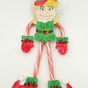Printable Candy Cane Elf Kids Craft DIY, INSTANT DOWNLOAD Make Your Own ...