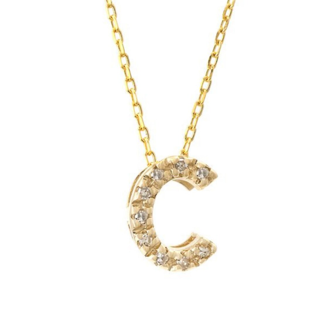 14kt Diamond Initial c adjustable Chain - Etsy