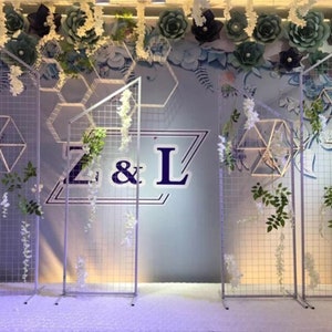 NEW. Metal Grid Screen Decoration Wedding Background (white, Gold Color ...