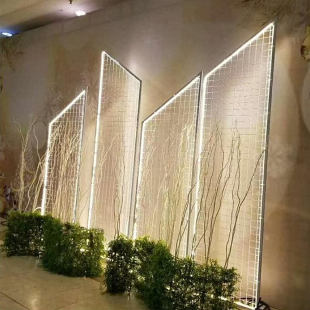 NEW. Metal Grid Screen Decoration Wedding Background (white, Gold Color ...