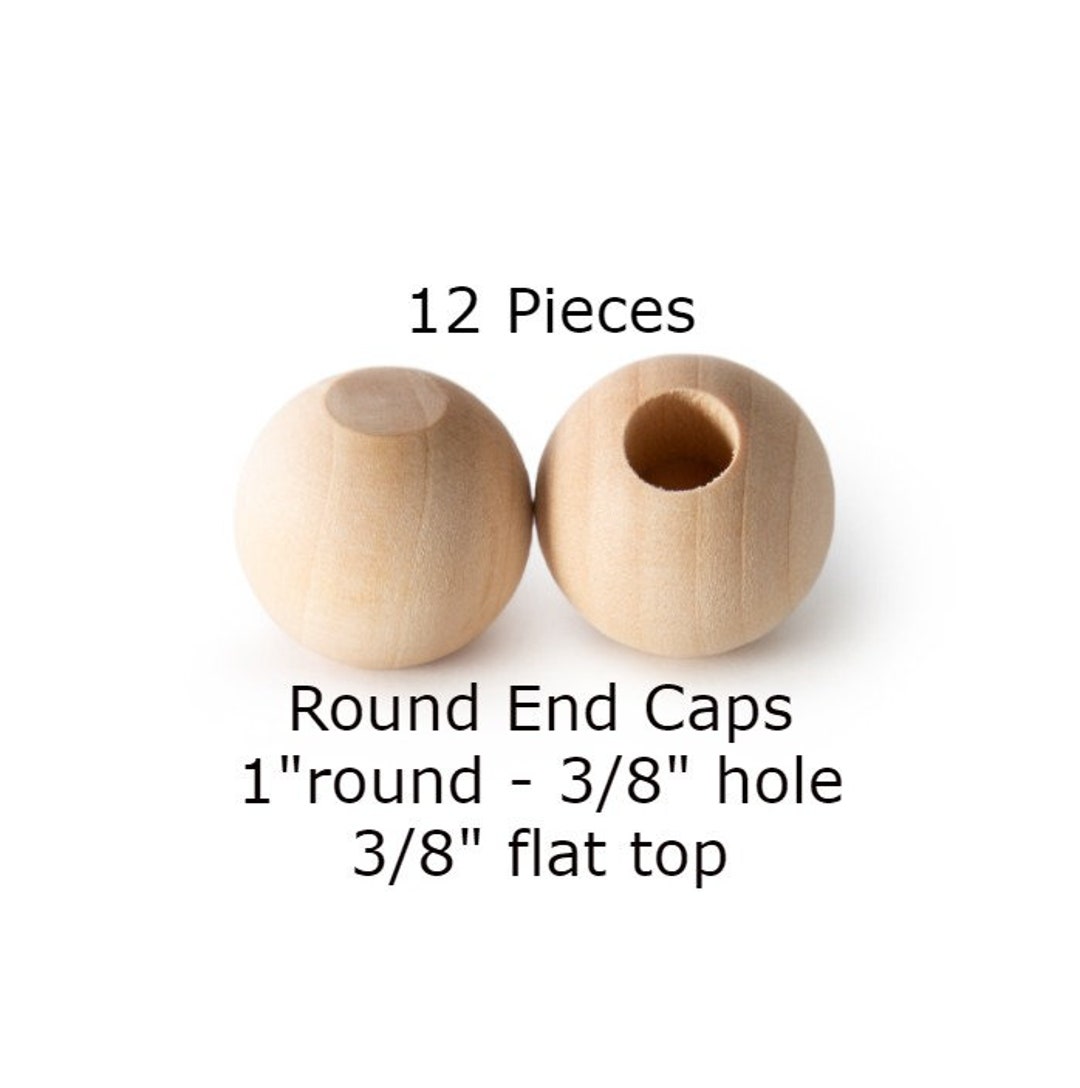 1" Round Dowel Wood End Caps 3/8" Hole Craft Supplies 12 Pieces - Etsy