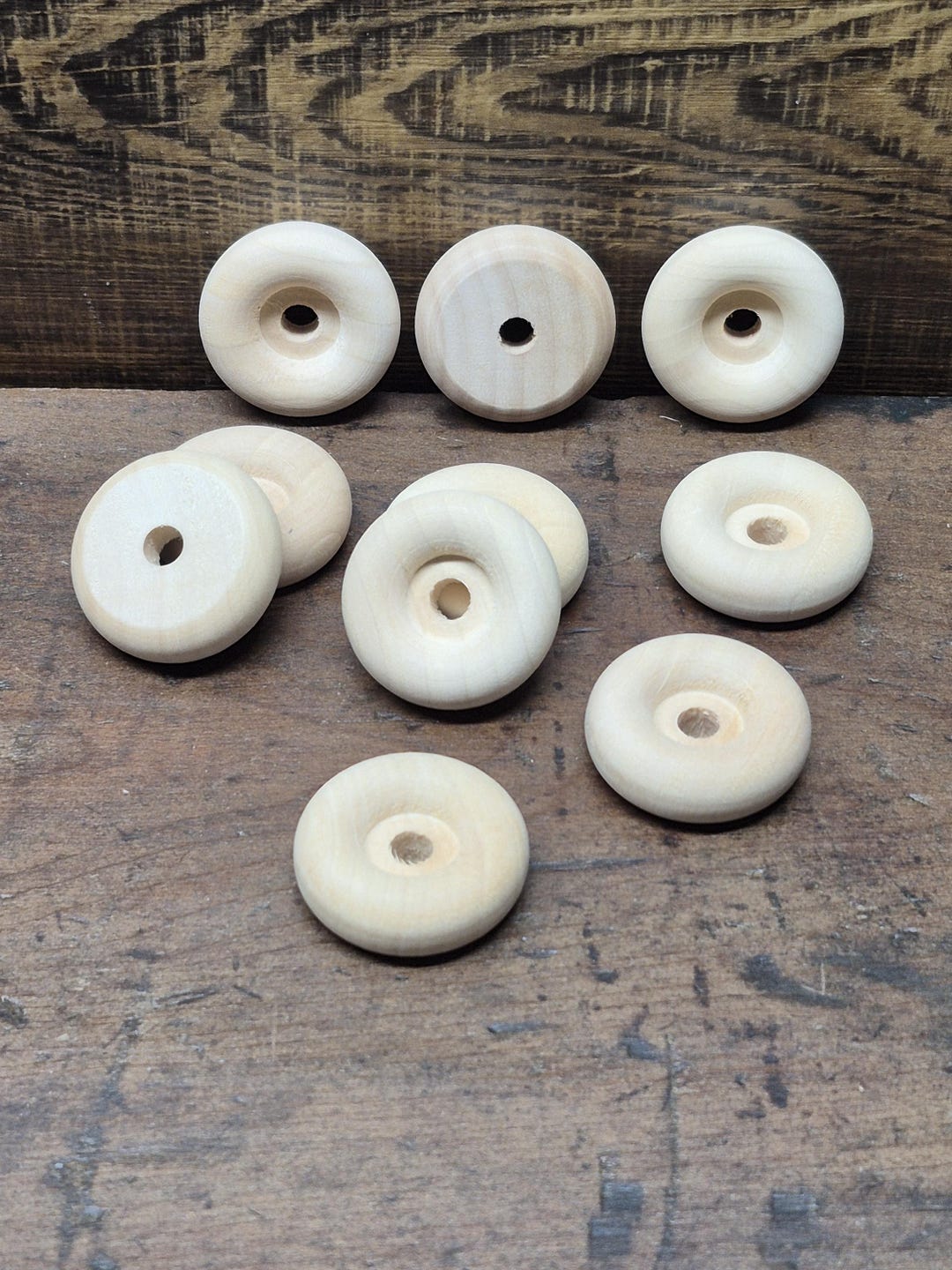 10 Pieces: 1-1/4" Recessed Hub Birch Wooden Toy Wheel for Detailed ...