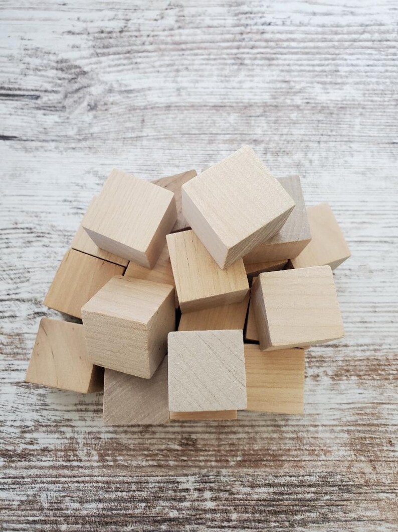 20 (1") Unfinished Wood Square Blocks / Craft Supplies - Etsy