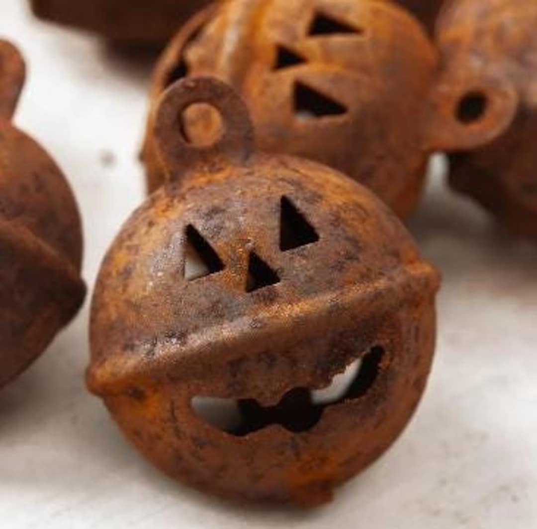 12 Mini Rustic Pumpkin Bells Craft Supplies Halloween Decor Ornament - Etsy