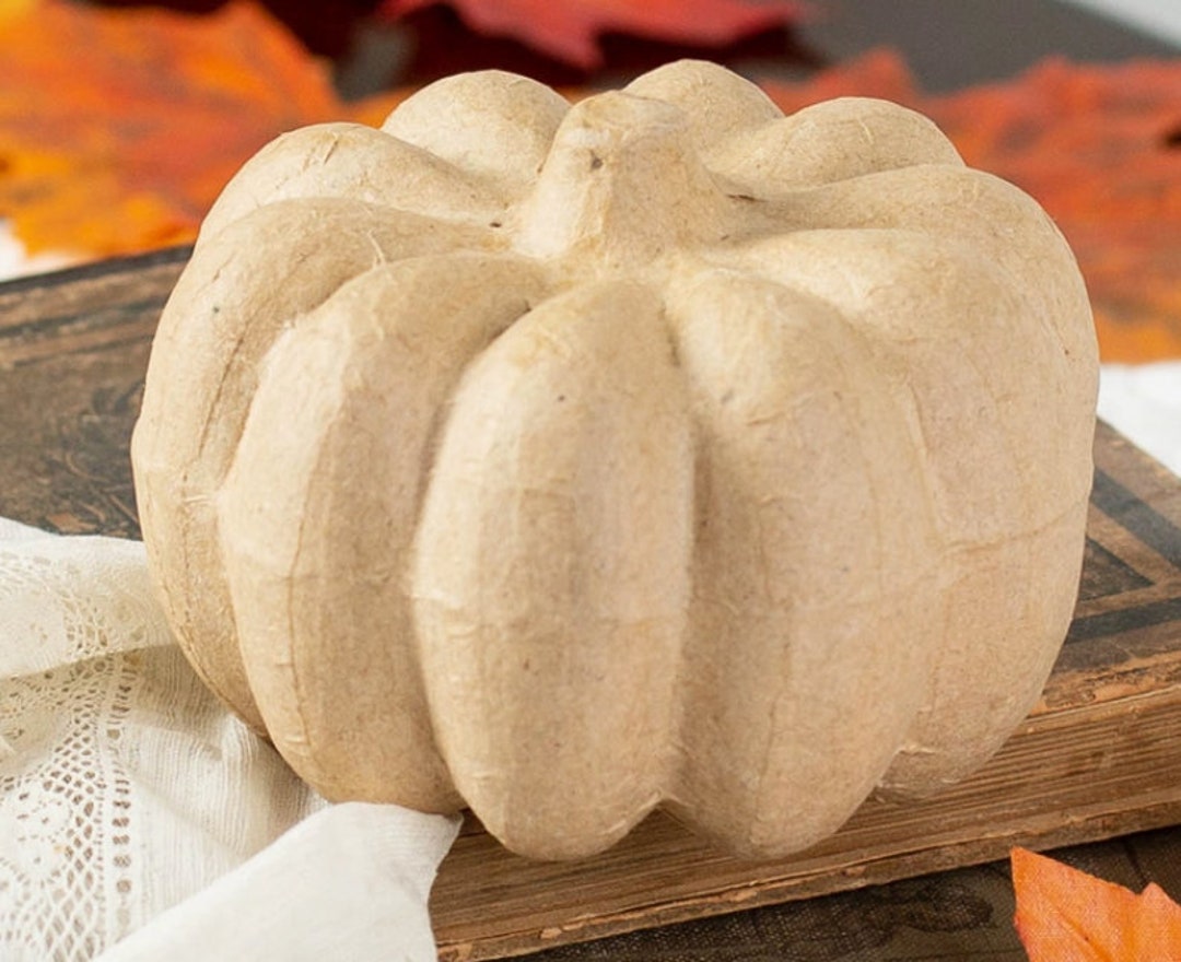 5 Paper Mache Unfinished Pumpkins 3.5" Craft Supplies Fall Halloween ...