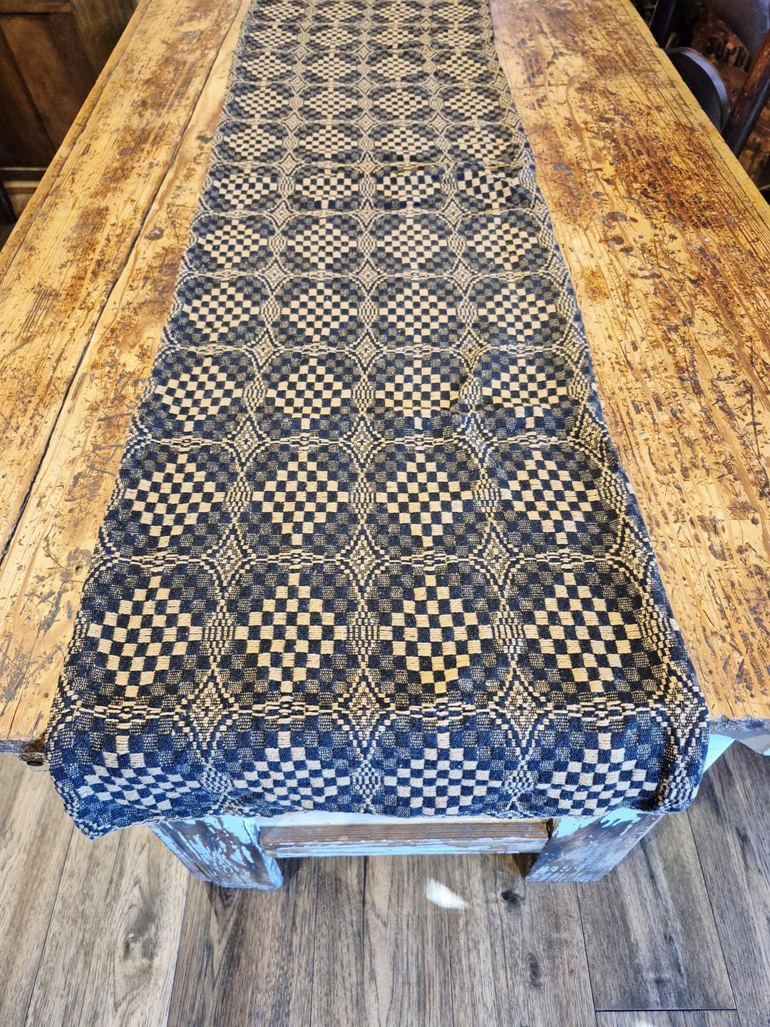 55" Long Black and Tan Table Runner / Primitive Farmhouse Home Decor - Etsy
