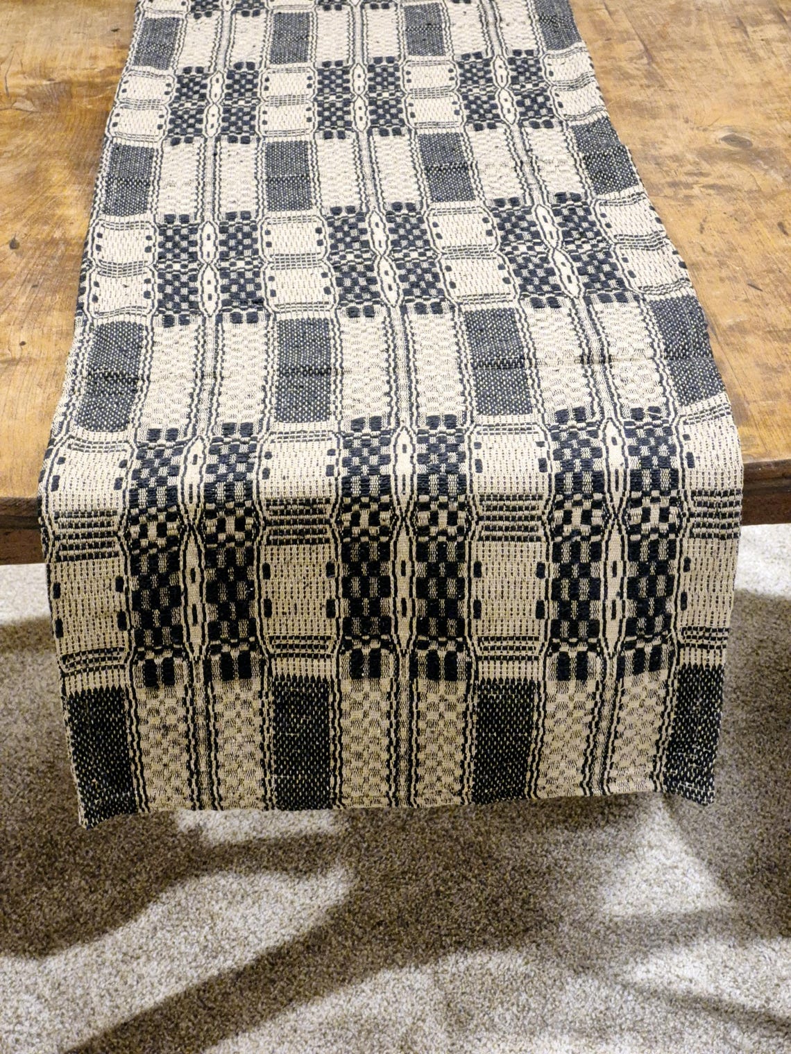 56" X 16" Black & Tan Table Runner - Home Decor - Farmhouse - Country ...