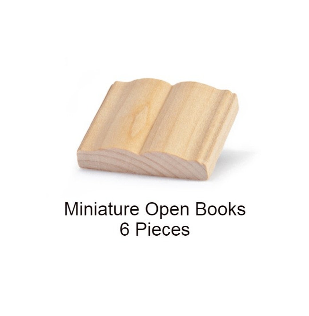 6 Unfinished Miniature Wood Open Books / Craft Supplies - Etsy
