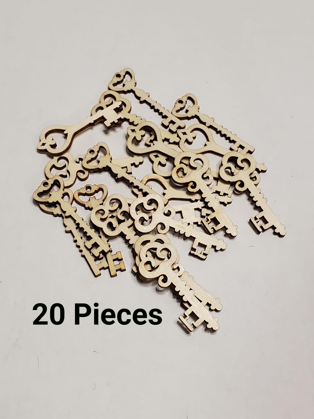 Set of 20 Unfinished Wood Keys Cutout Craft Scrapbooking Jewelry ...