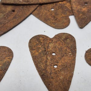10 Rust Rusty Tin Heart Button Cutouts Craft Supplies Country Primitive ...