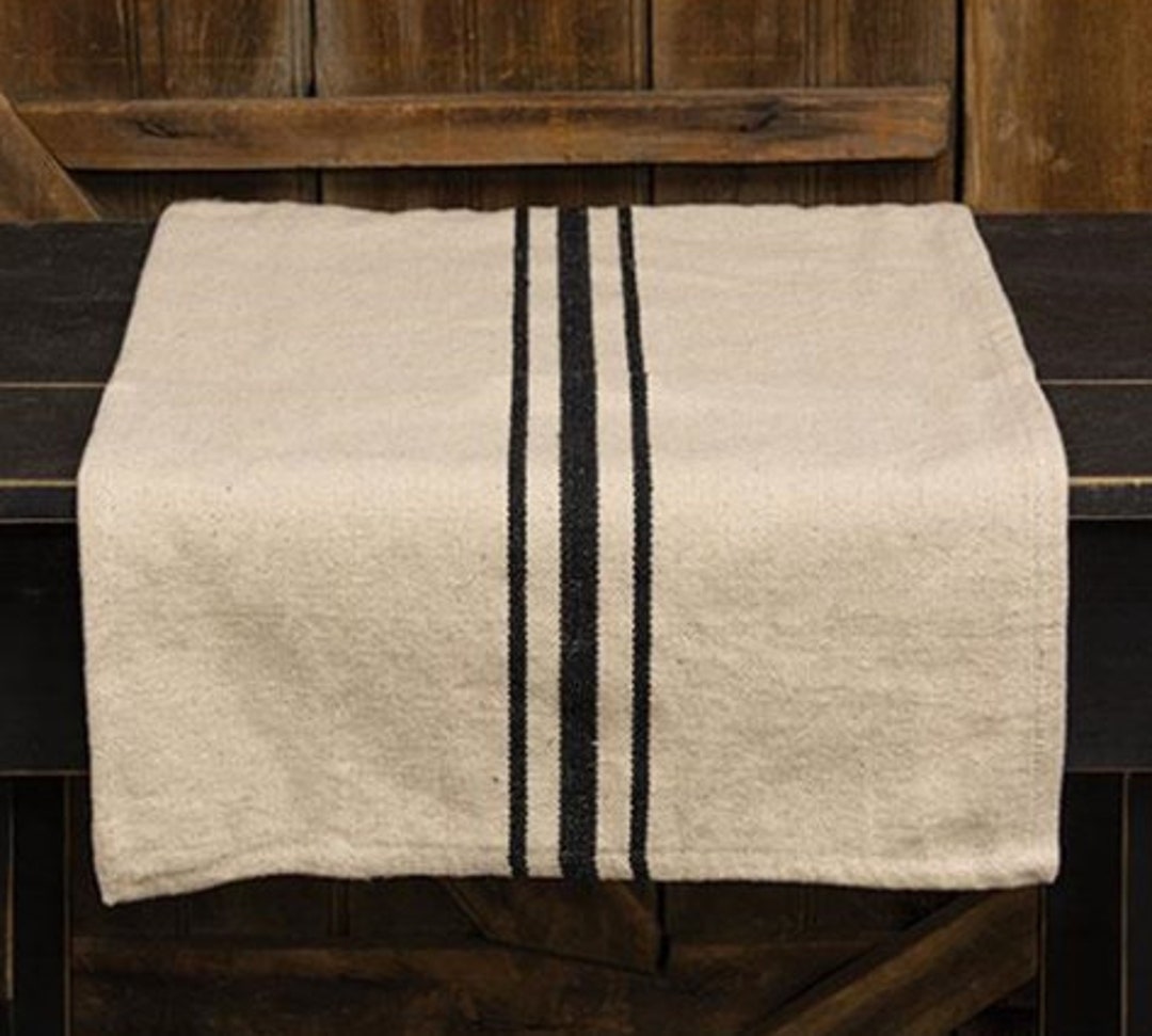 32 X 15" Black Stripe Grain Sack Table Runner - Farmhouse Home Decor - Etsy