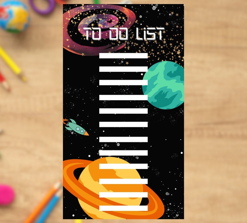 Blank to Do List for Kids, Printable, Space Theme Check List, Travel ...