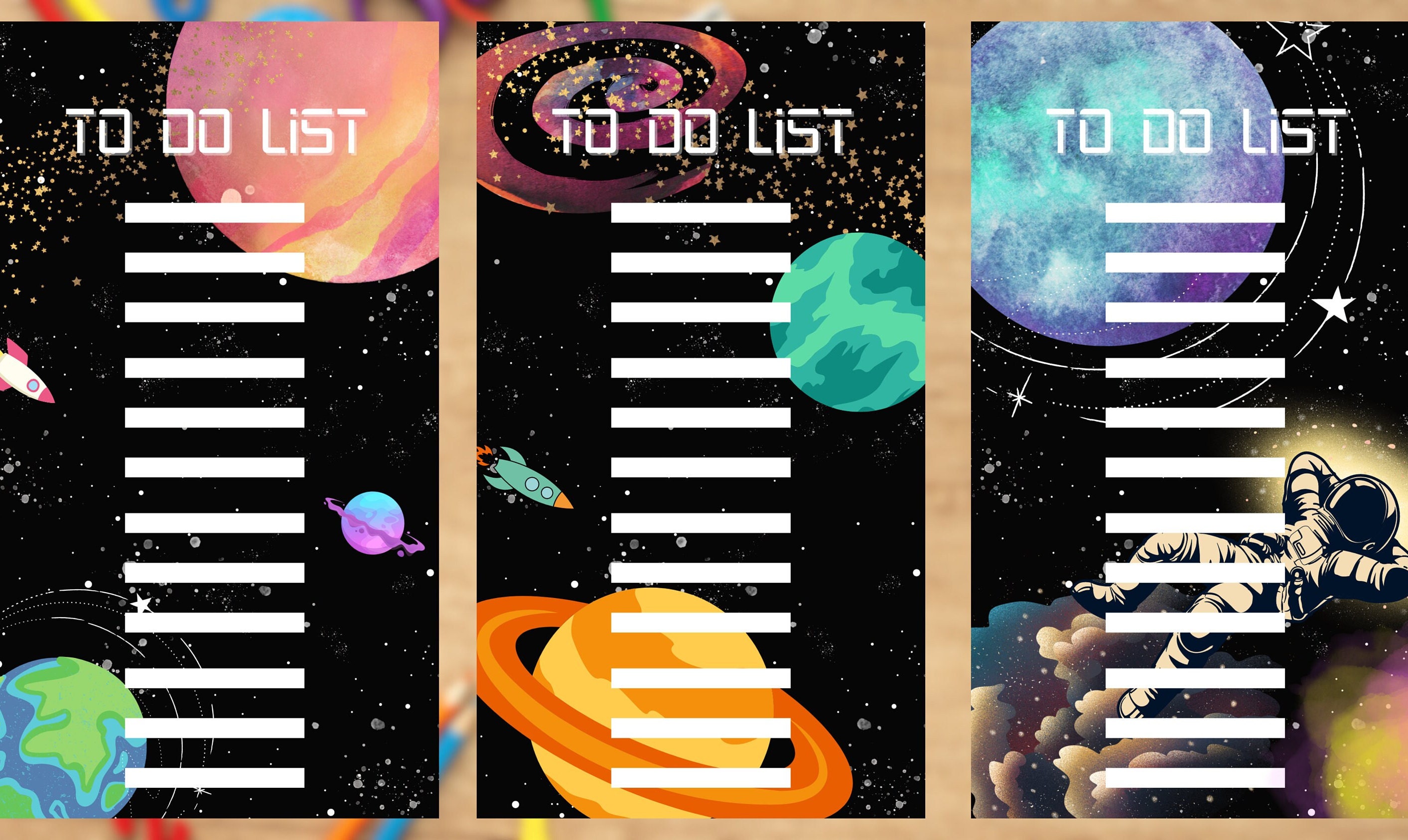 Space Themed to Do List, Packing List, Travel Digital Check List ...