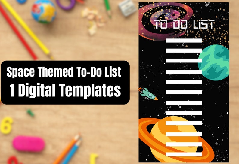 Blank to Do List for Kids, Printable, Space Theme Check List, Travel ...