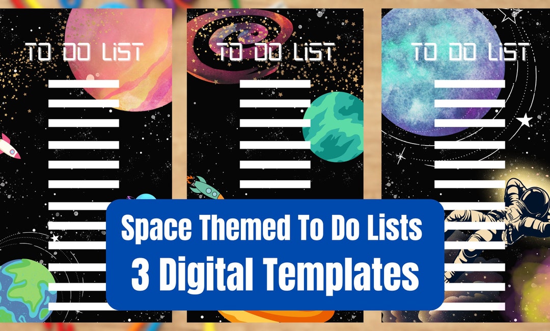 Space Themed to Do List, Packing List, Travel Digital Check List ...