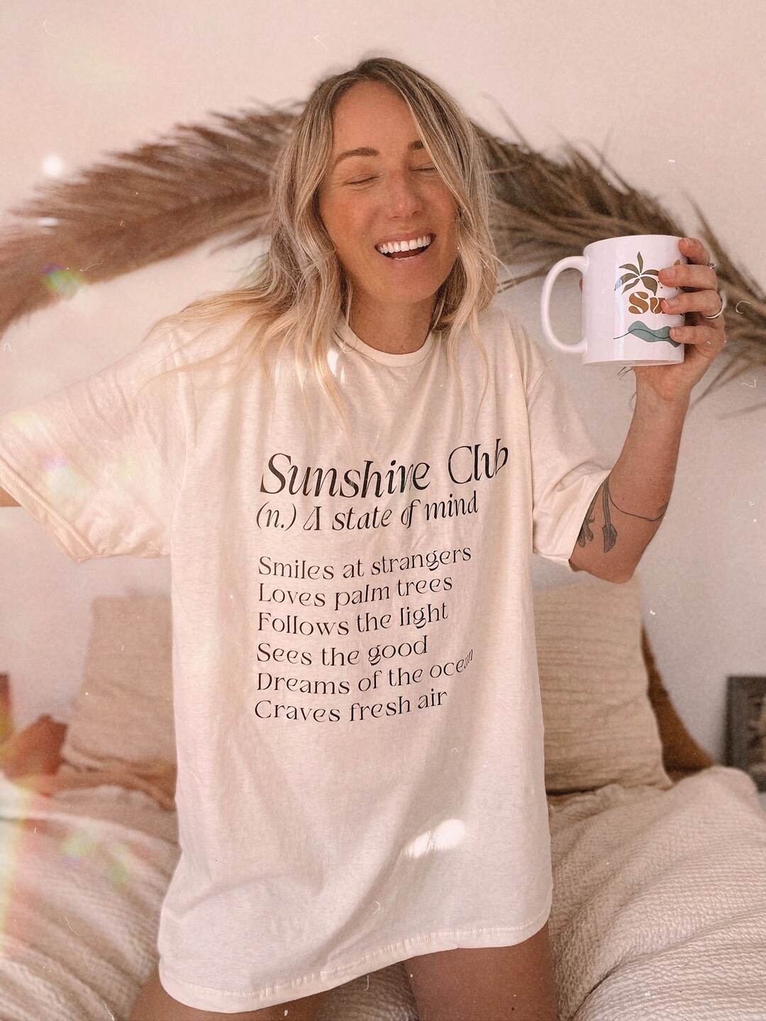 Sunshine Club Mantra Short Sleeve Tshirt unisex Cream/beige - Etsy
