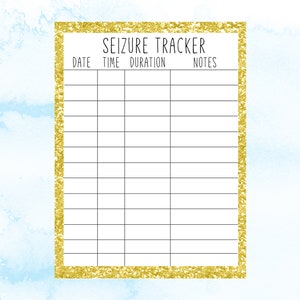Downloadable Glitter Seizure Tracker DIGITAL FILE Epilepsy - Etsy Canada