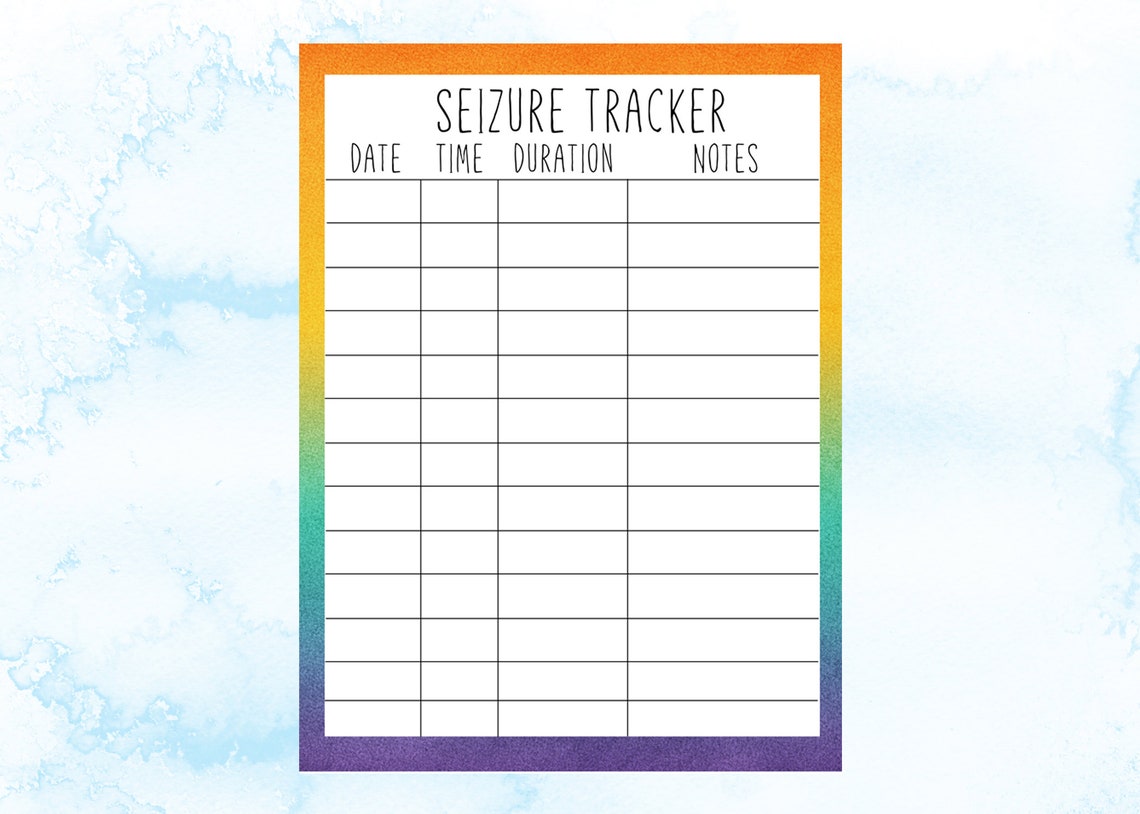 Downloadable Rainbow Seizure Tracker DIGITAL FILE Epilepsy - Etsy