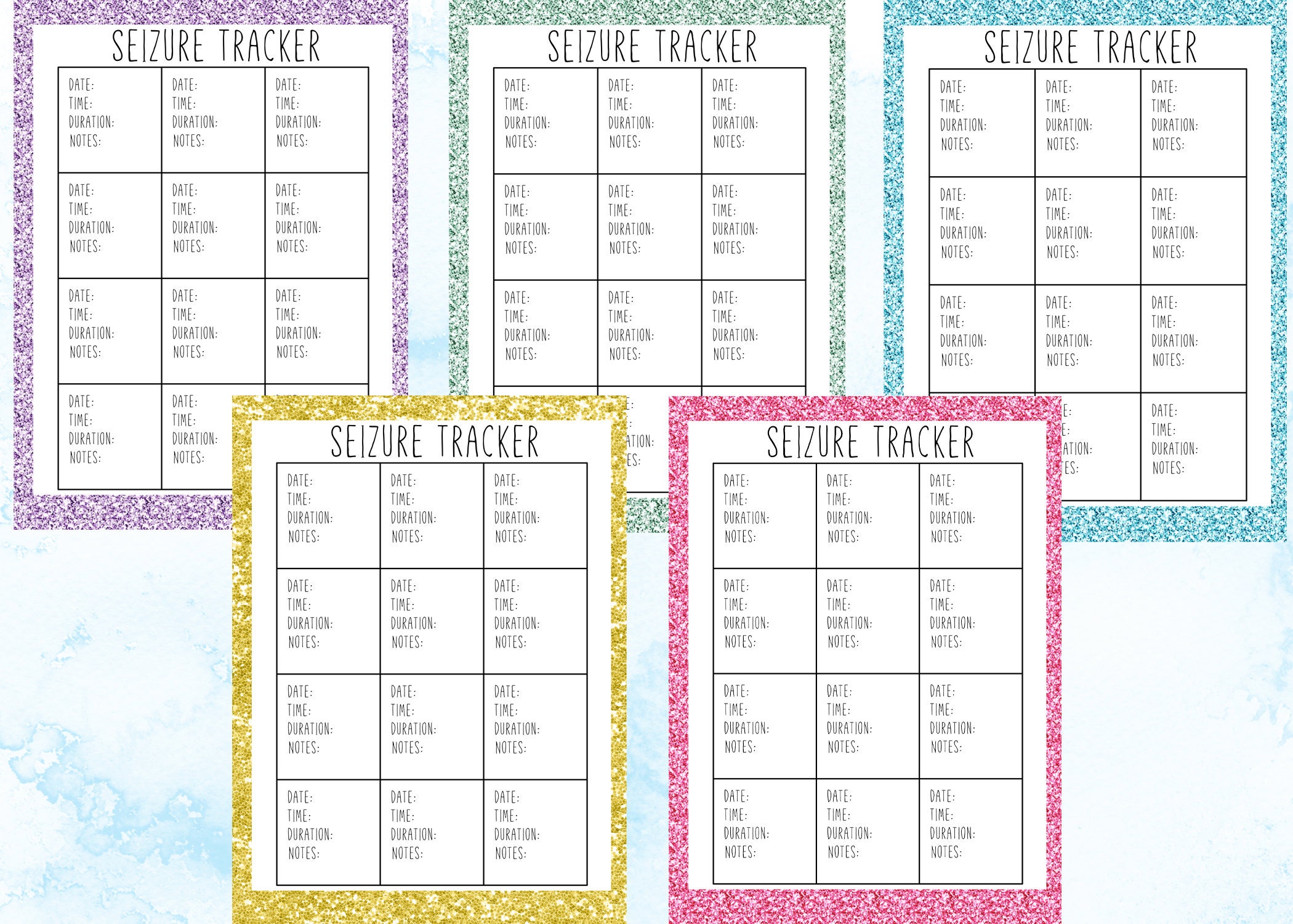 Downloadable Glitter Seizure Tracker DIGITAL FILE Epilepsy - Etsy UK