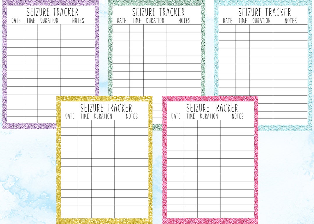 Downloadable Glitter Seizure Tracker DIGITAL FILE Epilepsy - Etsy Canada